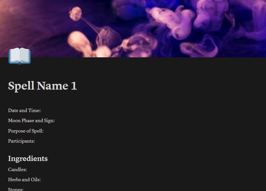 New Notion Ritual/Spell Planning Template! - Bipolar Hedgewitchery